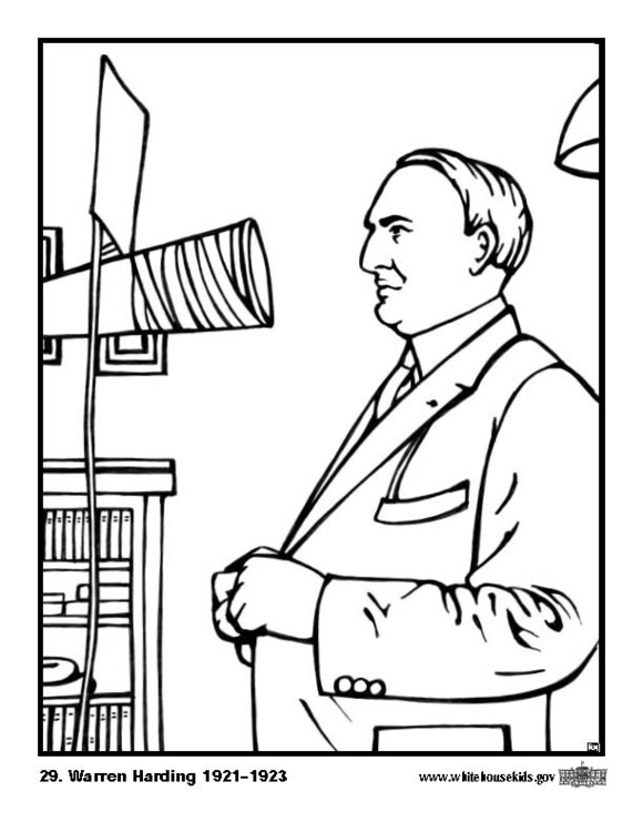 Dibujo para colorear 29 Warren Harding - Dibujos Para Imprimir Gratis ...