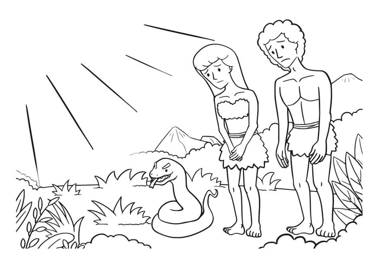 Dibujo de adán y eva Para Colorear - Img 29833