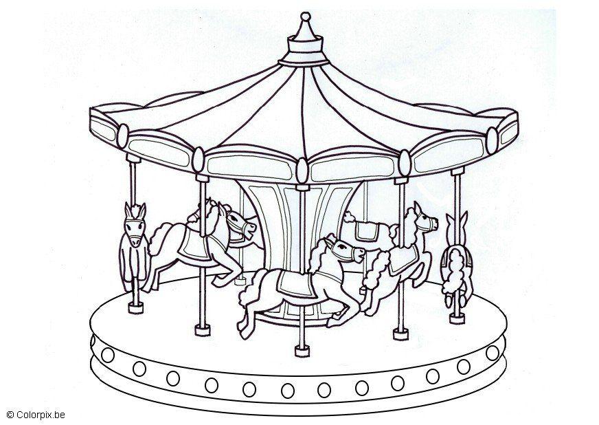 Carrusel Caballitos Merry Paardenmolen Kleurplaat Coloring Carrossel ...