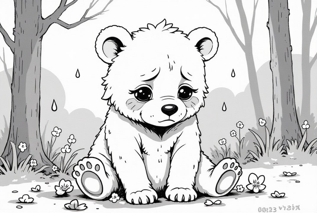 Dibujo de oso triste Para Colorear - Img 32093