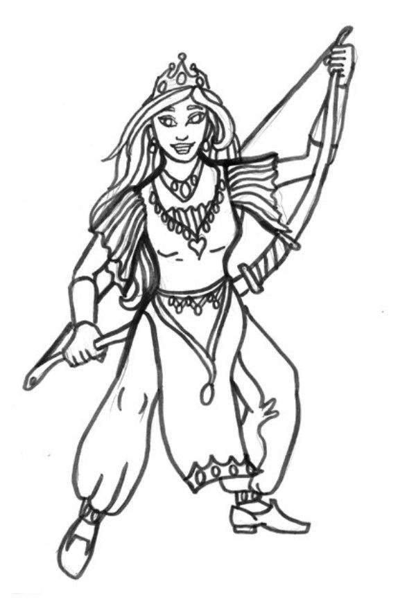 Dibujo de Princesa arquera Para Colorear - Img 6025